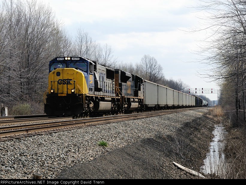 Westbound CSX Q393 is at MP125 on track number one